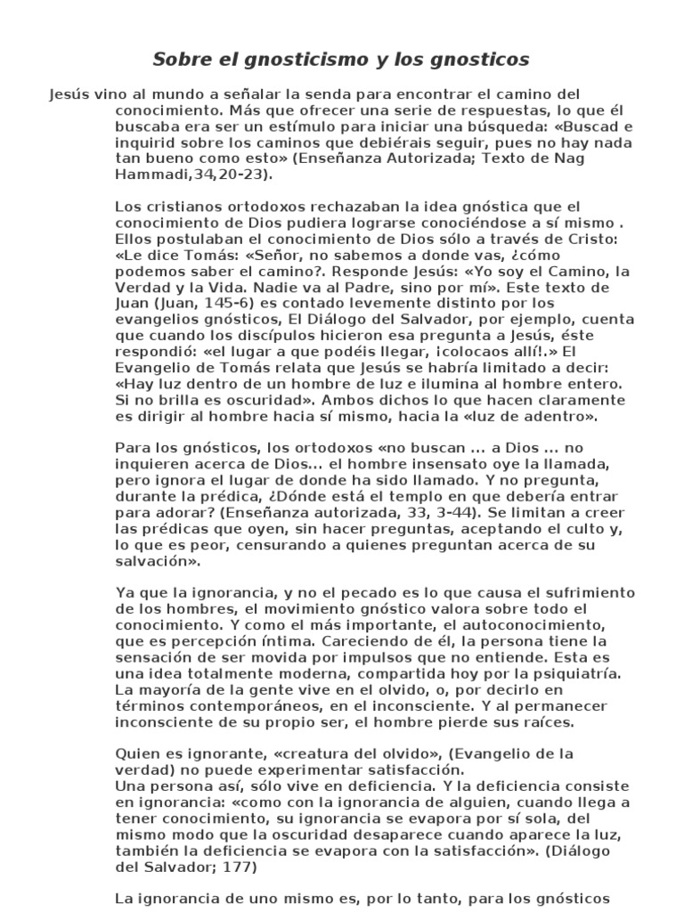 Sobre El Gnosticismo y Los Gnosticos | PDF | Evangelios | Jesús