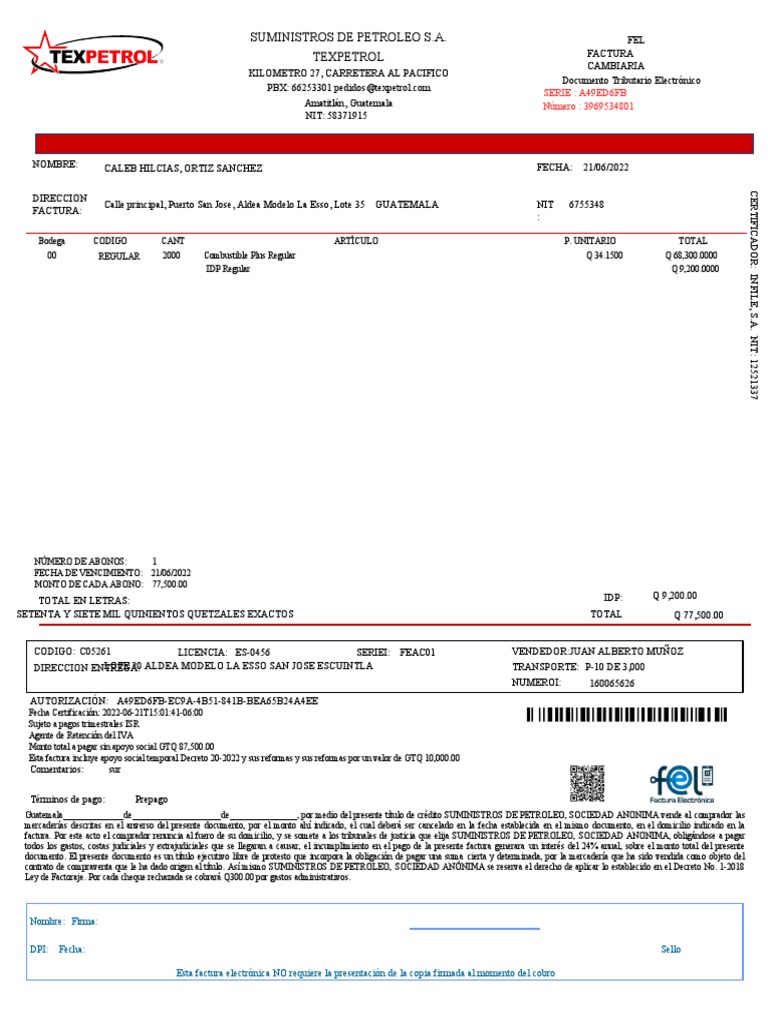 Modelo De Factura Guatemala Image To U - Free Word Template