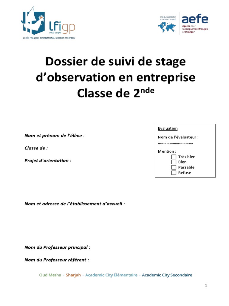Dossier de Suivi Stage 2nde 2022 | PDF | Business | Artisanat