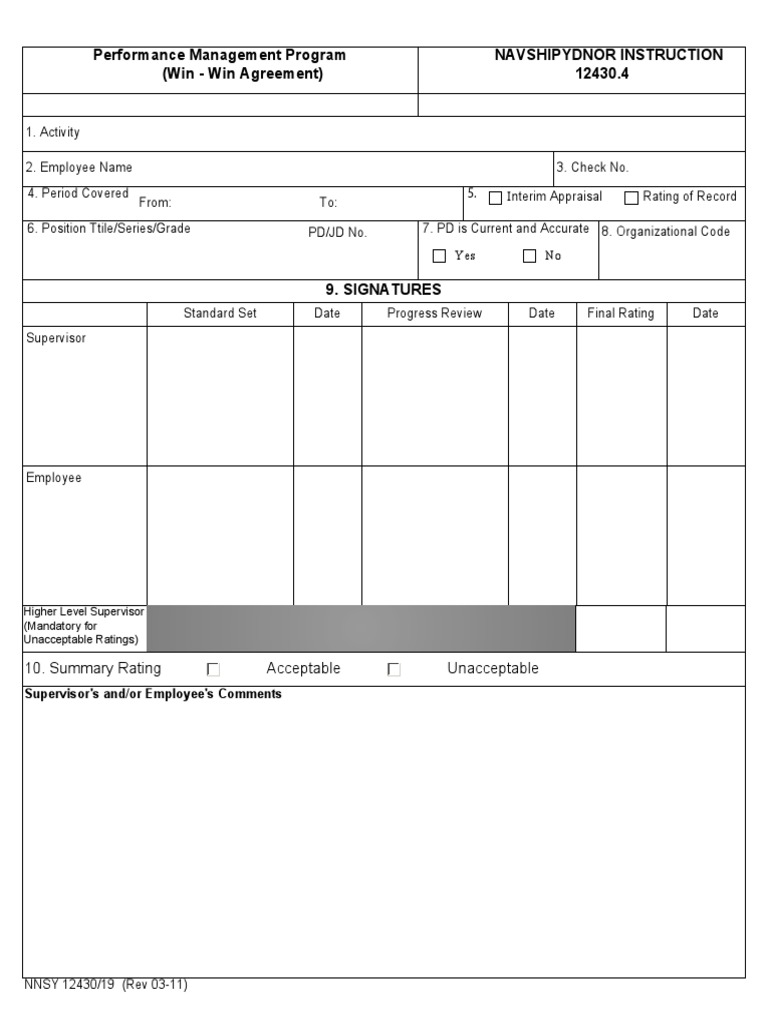 Sample Win-Win Performance Review (Position Agreement) | PDF ...