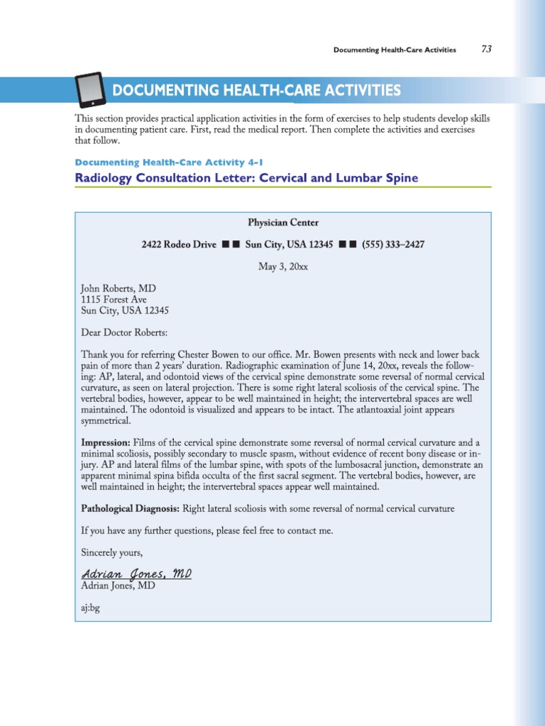 Reading - Radiology Consultation Letter-Cervical & Lumbar Spine | PDF