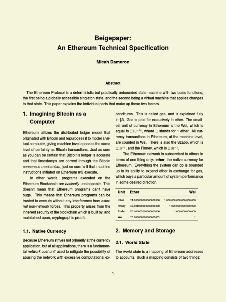Beigepaper: An Ethereum Technical Specification: 1. Imagining Bitcoin ...