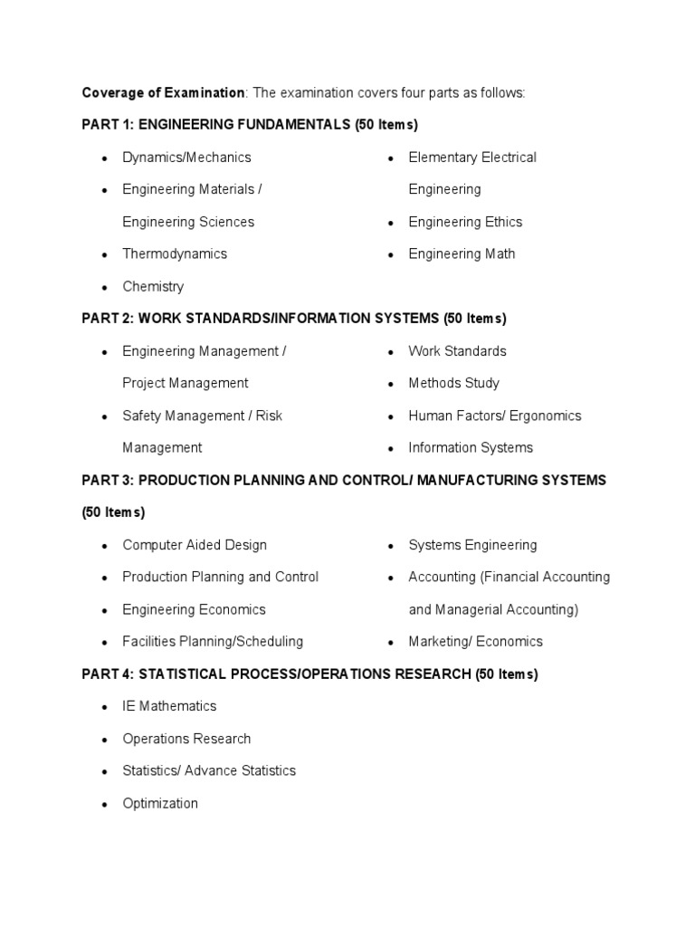 Coverage of CIE Examination | PDF