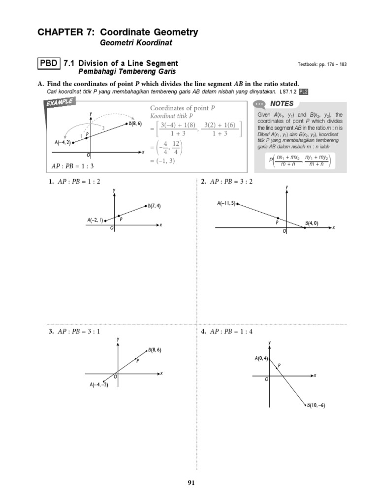 CHAPTER 7: Coordinate Geometry: 7.1 Division of A Line Segment | PDF ...