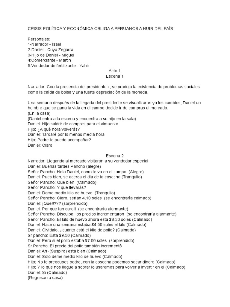 Guion Teatral Problematica 1 CCSS | PDF | Economias
