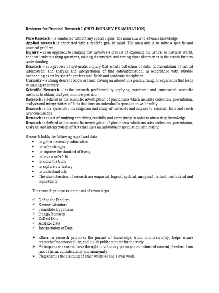 Practical Research 1 Reviewer Guide | PDF | Scientific Method | Science