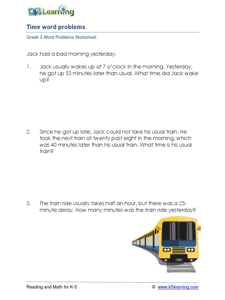 Grade 3 Time Word Problems A | PDF
