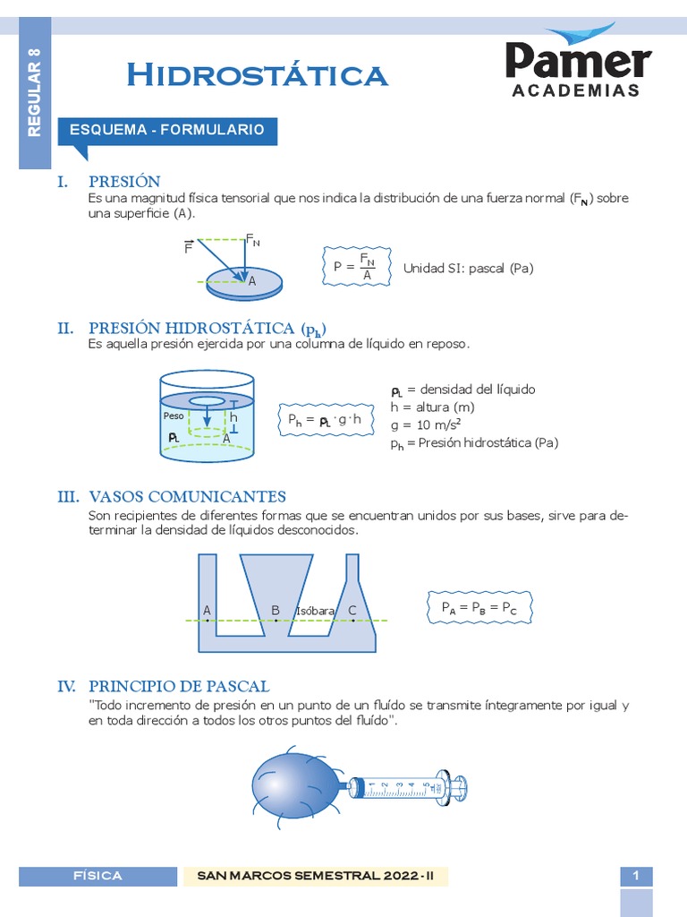 Física - Reg 8 - Hidrostática | PDF | Presión | Naturaleza