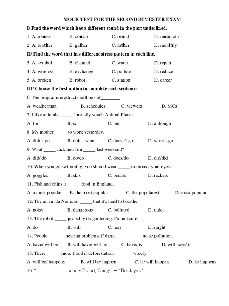 Mock Test (Review 4) | PDF | Nature