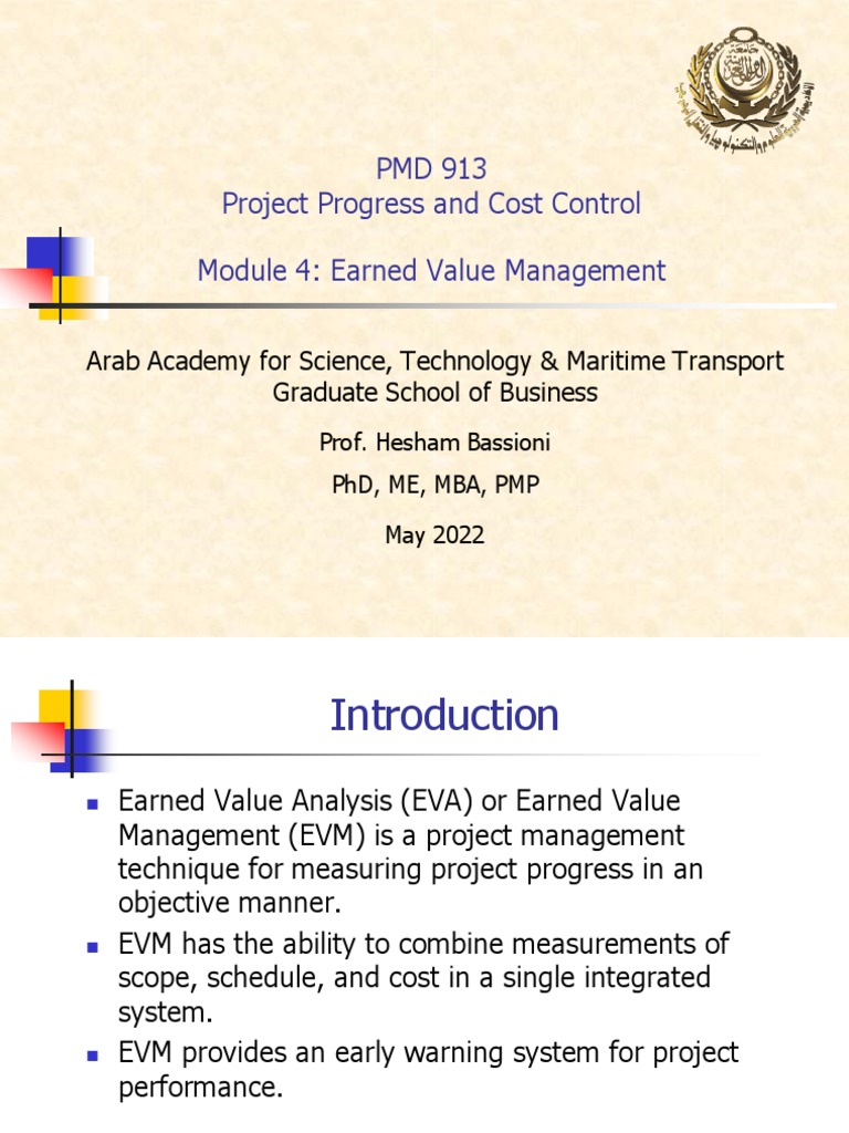 PMD 913 - Module 4 - Earned Value Management May22 | PDF | Business