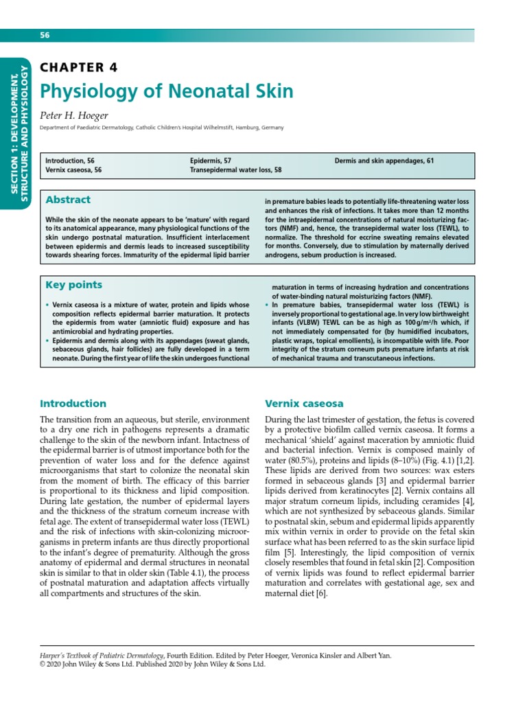 4 Physiology of Neonatal Skin | PDF | Epidermis | Skin
