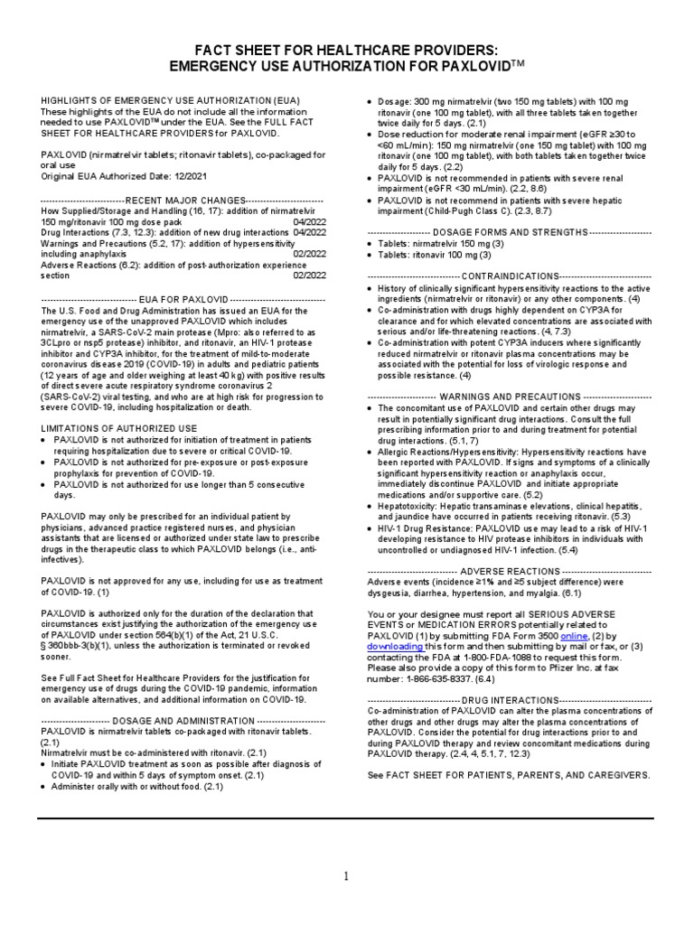 EUA 105 Full Prescribing Info - HCP Fact Sheet Final 4-14-2022 | PDF ...