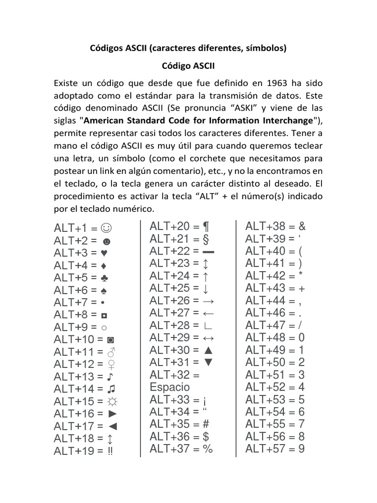 Códigos ASCII | PDF | Ascii | Alfabeto latino