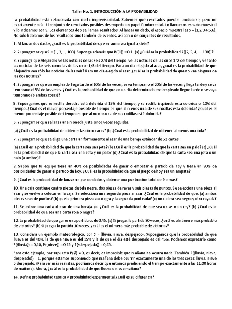 Ejercicios Probabilidad | PDF | Probabilidad