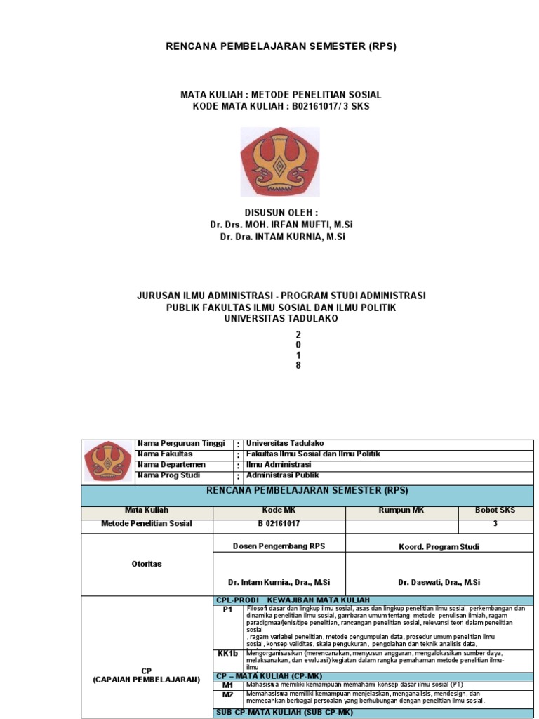RPS MTK Metode Penelitian Sosial | PDF | Sains & Matematika