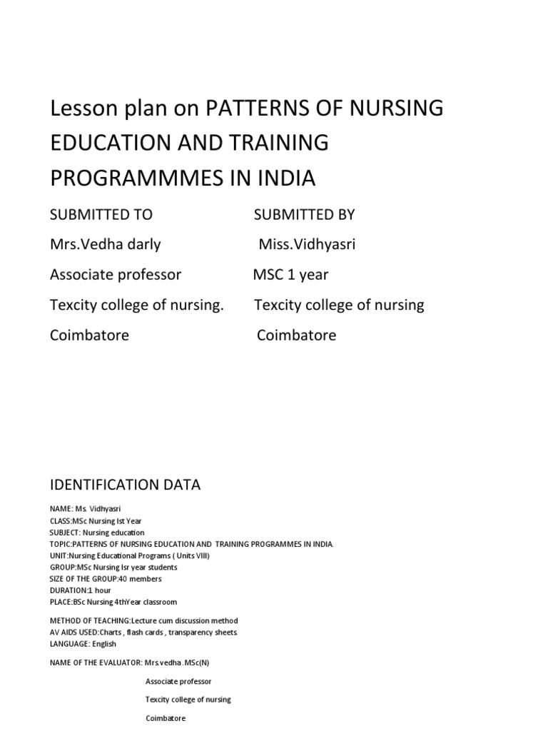 Lesson Plan on-WPS Office | PDF | Nursing | Academic Degree
