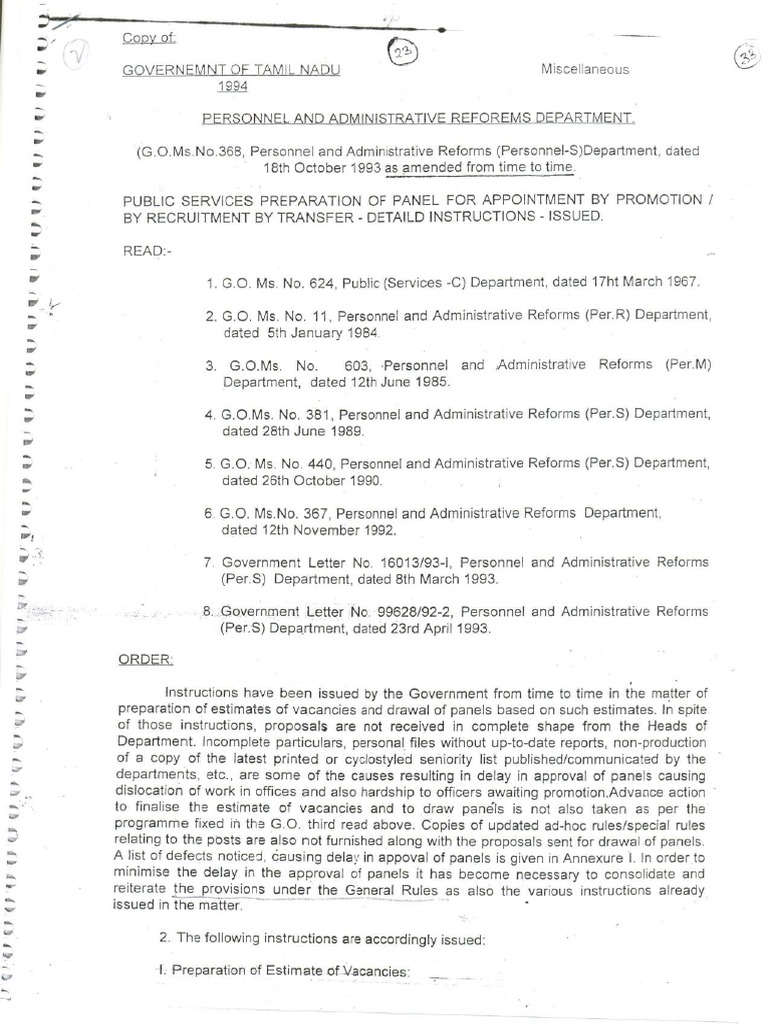 Preparation of Panel For Appointment by Promotion Instructions | PDF