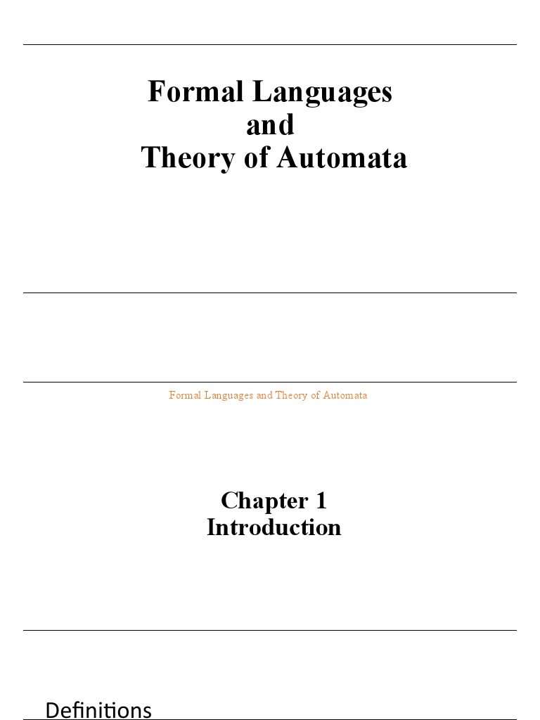 Formal Languages and Theory of Automata | PDF