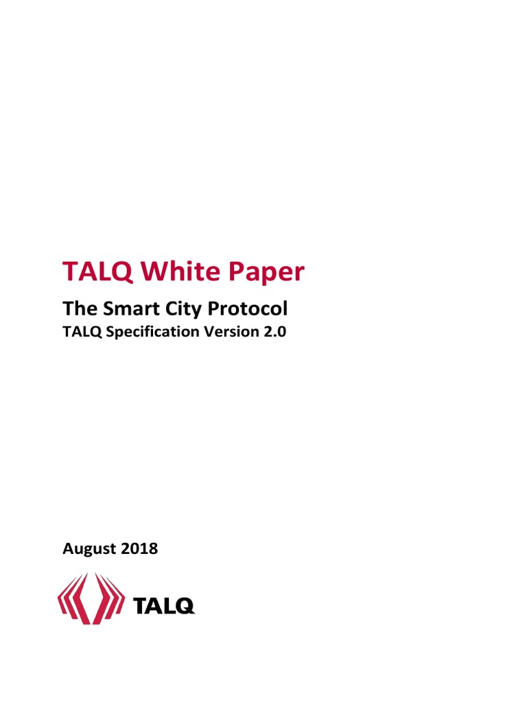 2018 08 Talq White Paper Smart City Protocol Specification Version 2 0