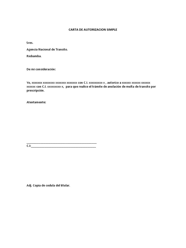 Modelo Carta de Autorizacion Simple | PDF