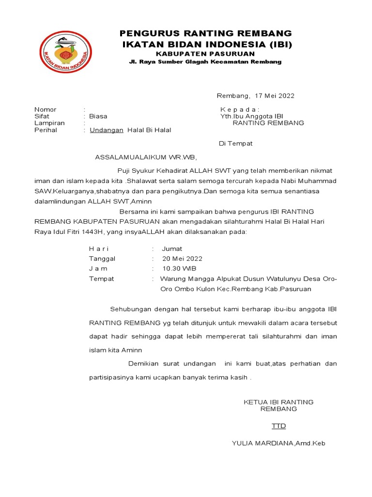 Undangan Halbil IBI REMBANG | PDF