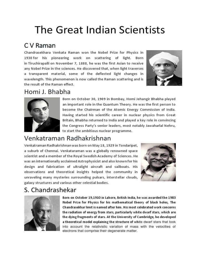 The Great Indian Scientists: C V Raman | PDF