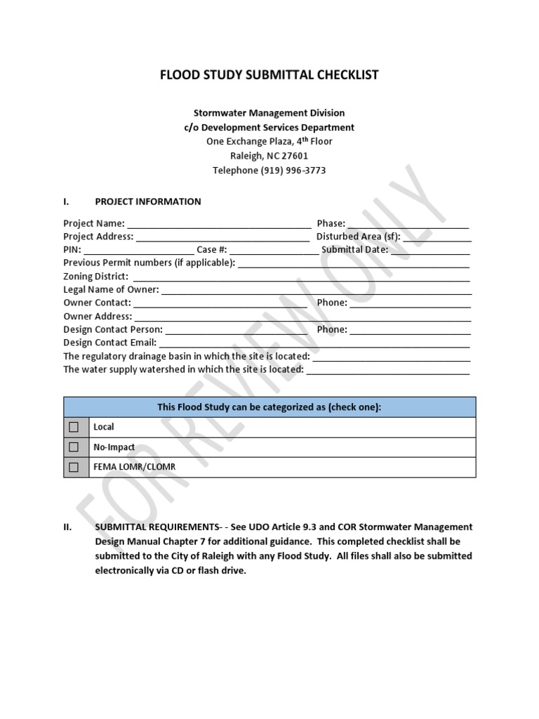 Flood Study Checklist Submission | PDF | Flood | Floodplain