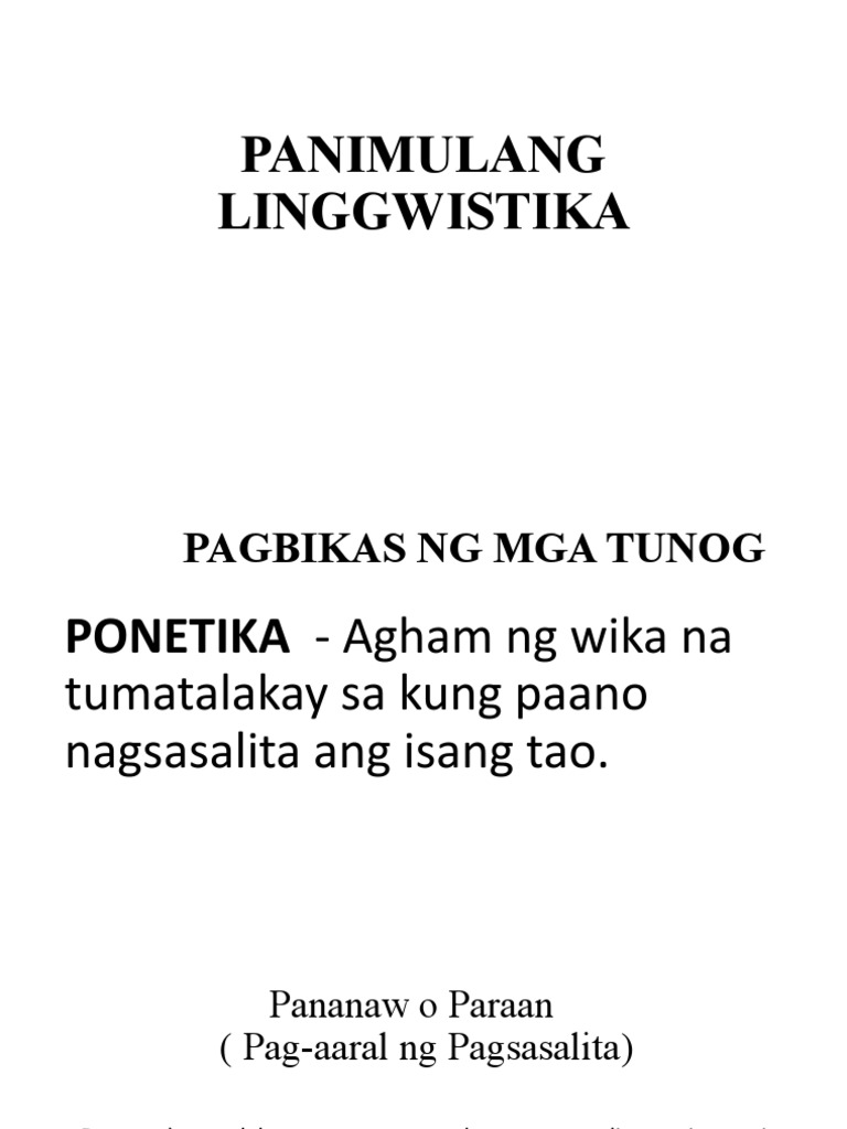 Panimulang Linggwistika | PDF