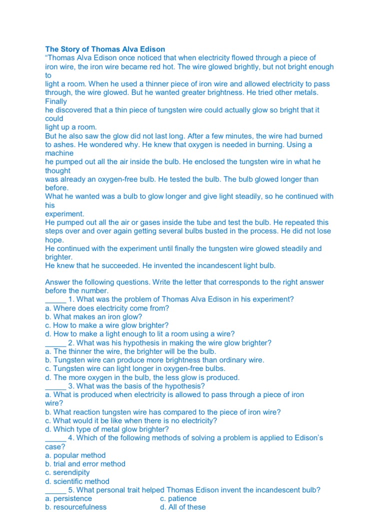 The Story of Thomas Alva Edison | PDF | Art