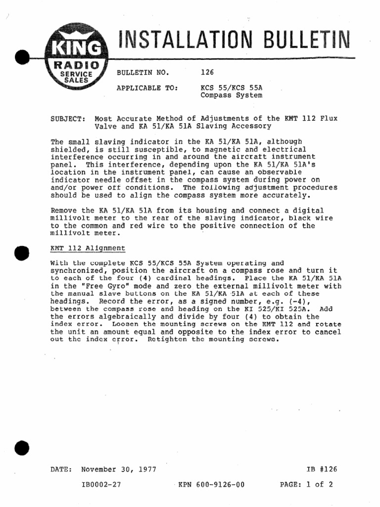 KMT112 Flux Valve Alignmnent With Ka51-A | PDF