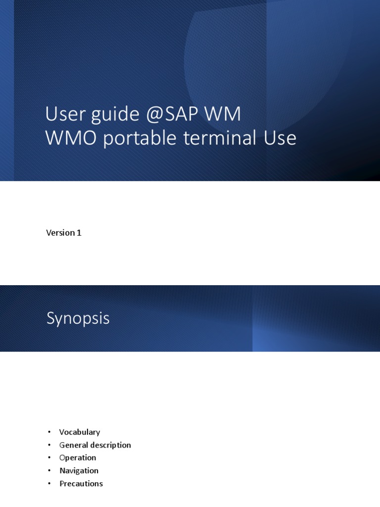 User Guide Sap WM, WMO Portable Terminale Use | PDF | Menu (Computing ...