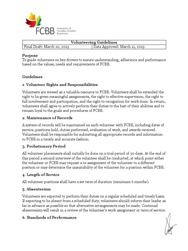 Volunteering Guidelines | PDF