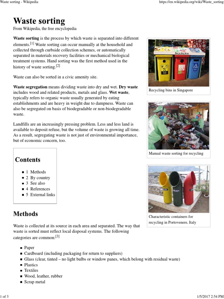 Waste Sorting Is The Process by Which Waste Is Separated Into Different ...