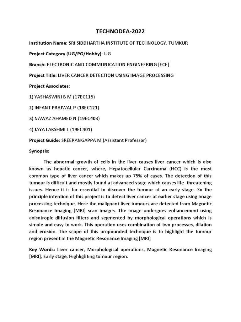 Liver Cancer Detection Using Image Processing | PDF | Science & Mathematics