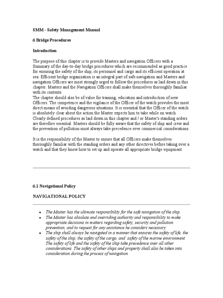SMM - Safety Management Manual 6 Bridge Procedures | Download Free PDF ...