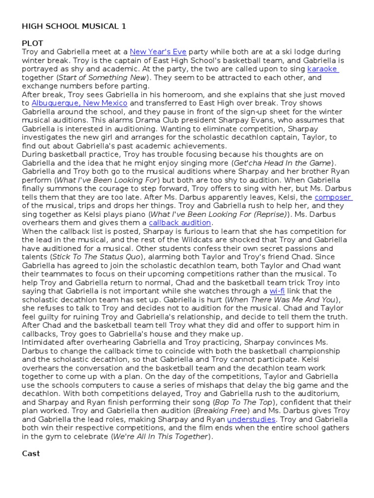 High School Musical: The Plot Summary | PDF
