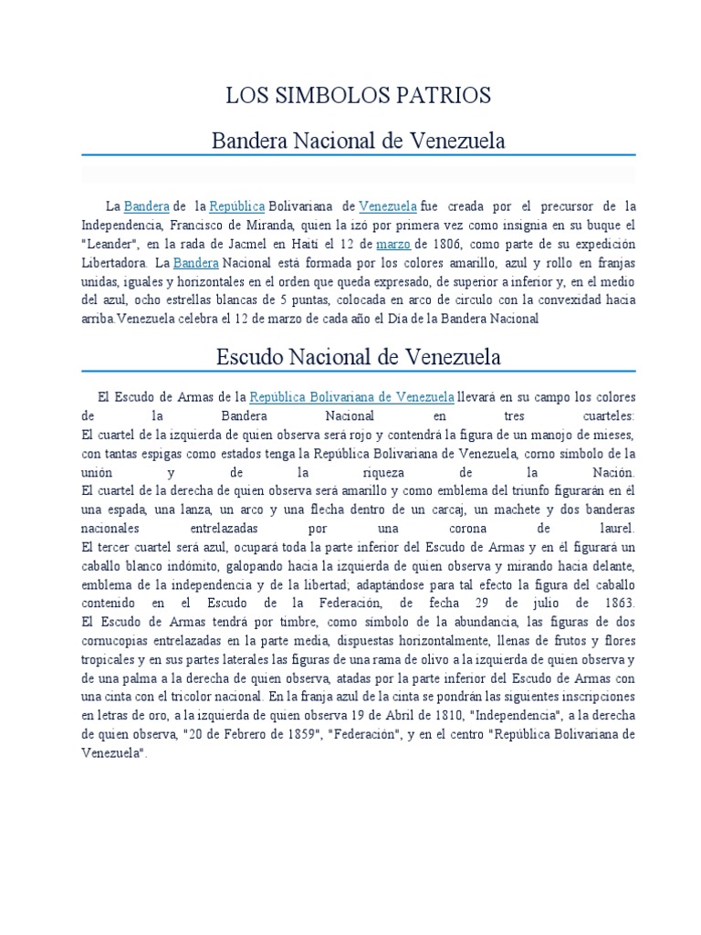 Los Simbolos Patrios | PDF | Los símbolos | Símbolos nacionales