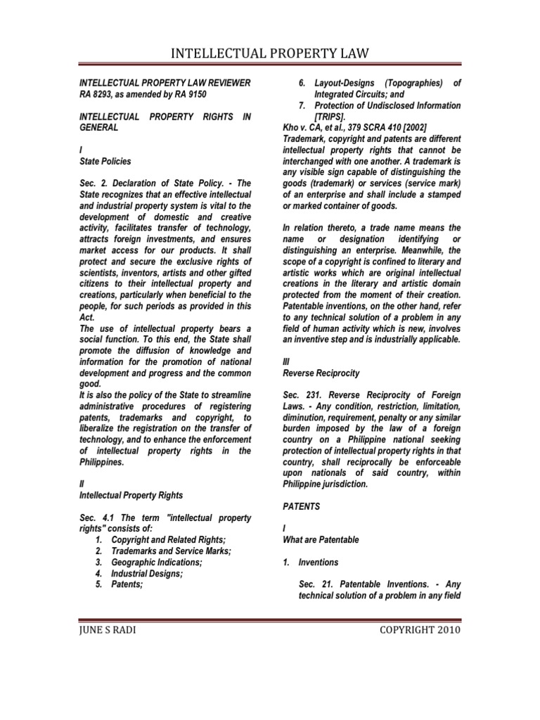 Intellectual Property Law | PDF | Patent Application | Glossary Of Patent Law Terms