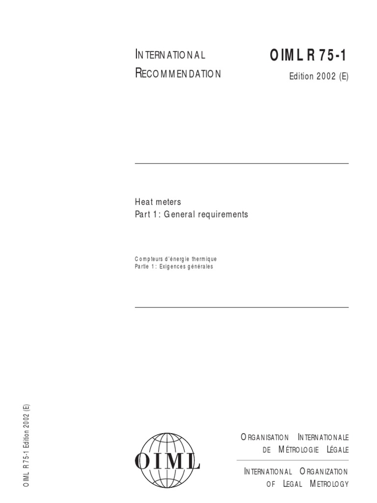 OIML R 75-1: Nternational Ecommendation | PDF | Measuring Instrument ...