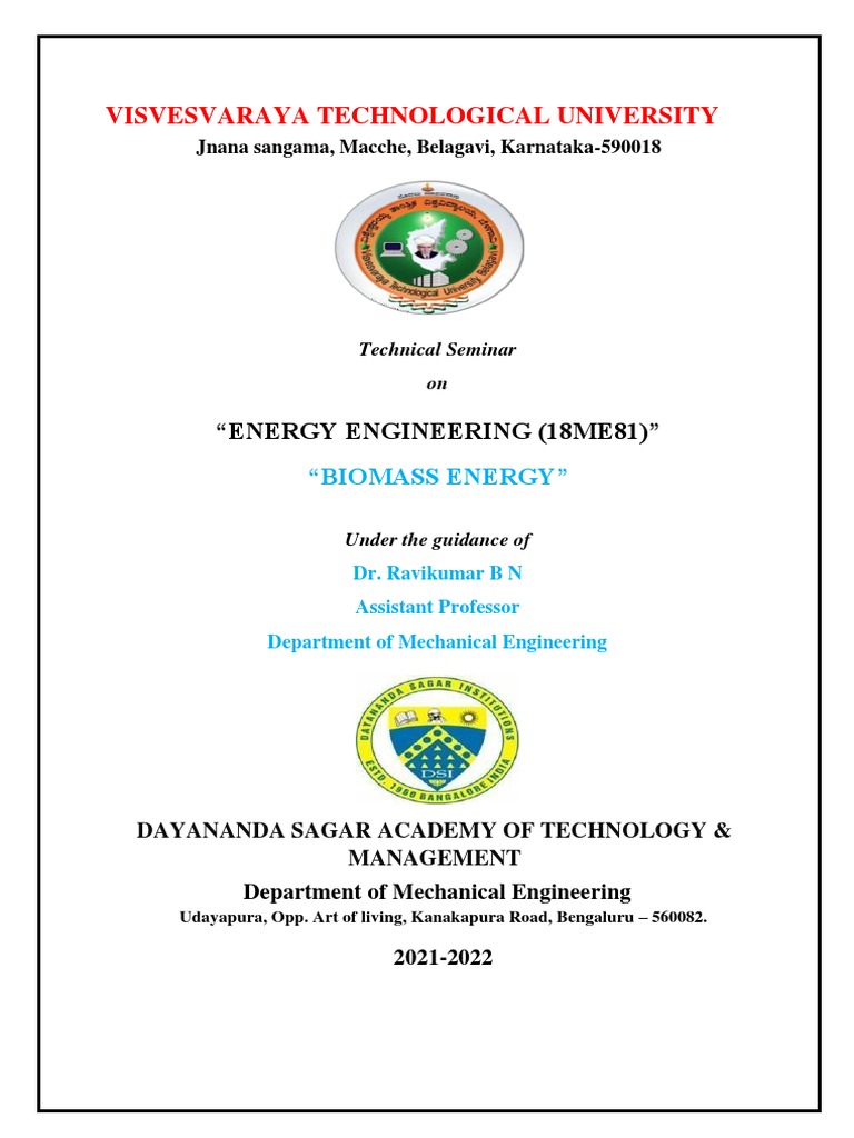 Biomass Energy Report | PDF | Gasification | Anaerobic Digestion