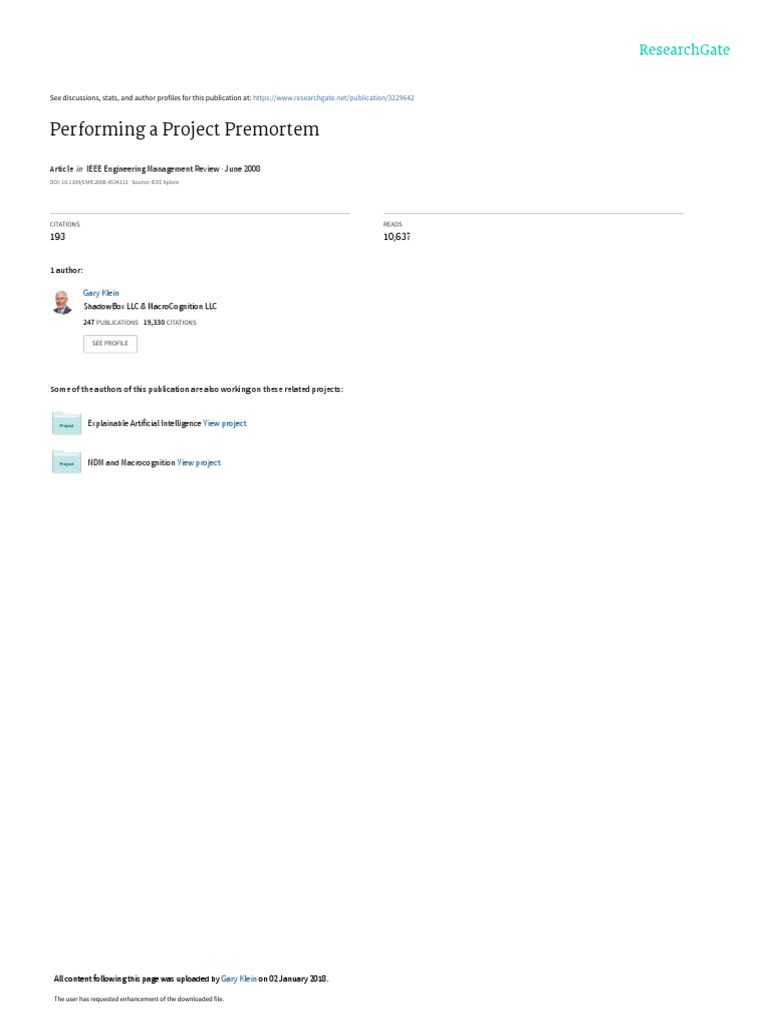 Performing A Project Premortem | PDF