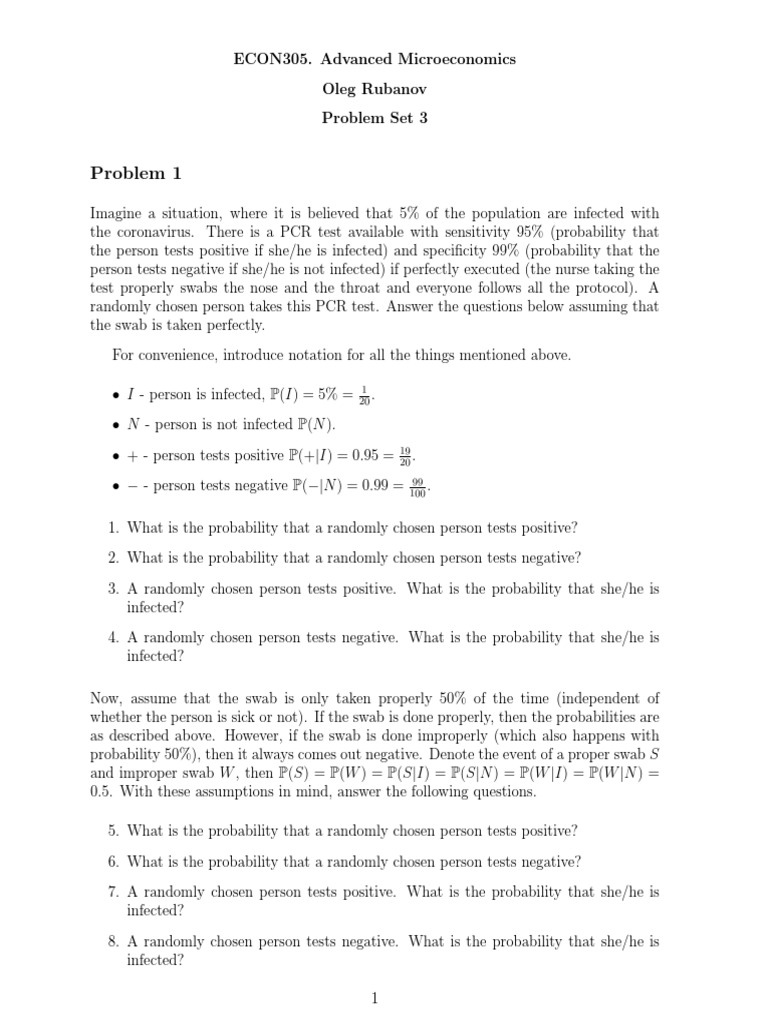 Problem Set 3 | PDF | Sensitivity And Specificity | Applied Mathematics