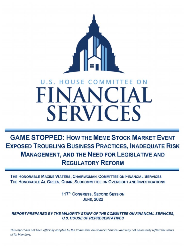House Financial Services Committee Report On Robinhood | PDF | U.S ...