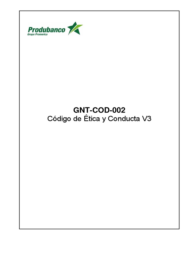 GNT Cod 002 Código de Ética y Conducta v3 | PDF | Comportamiento ...