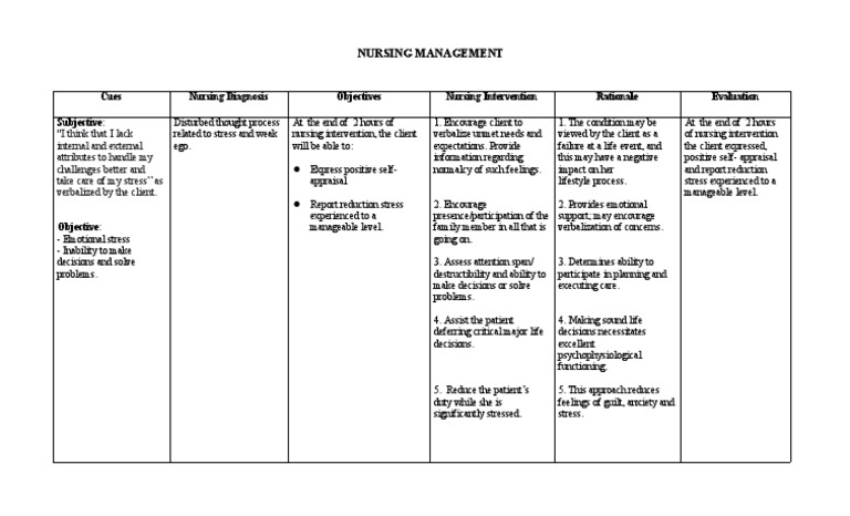 NCP Disturbed Thought Process | PDF | Stress (Biology) | Nursing