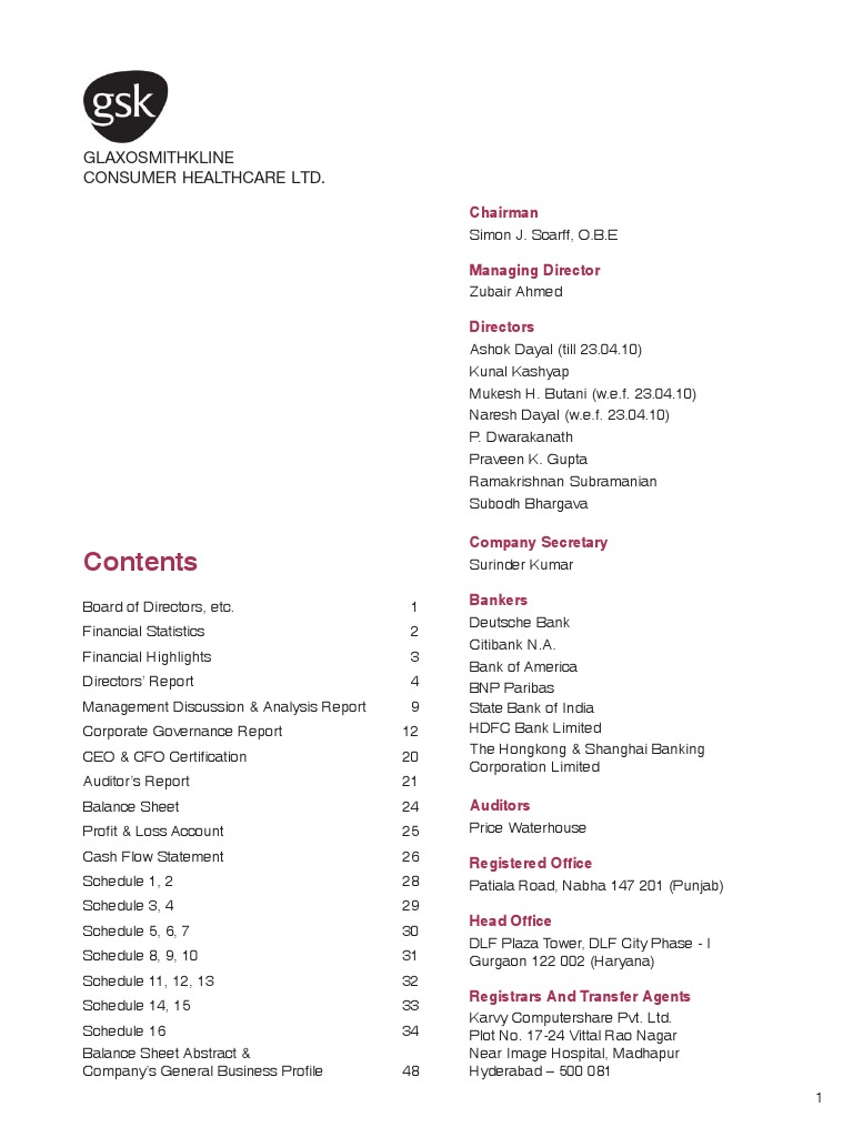 GSK Annual Report 2010 | PDF | Internal Audit | Audit Committee