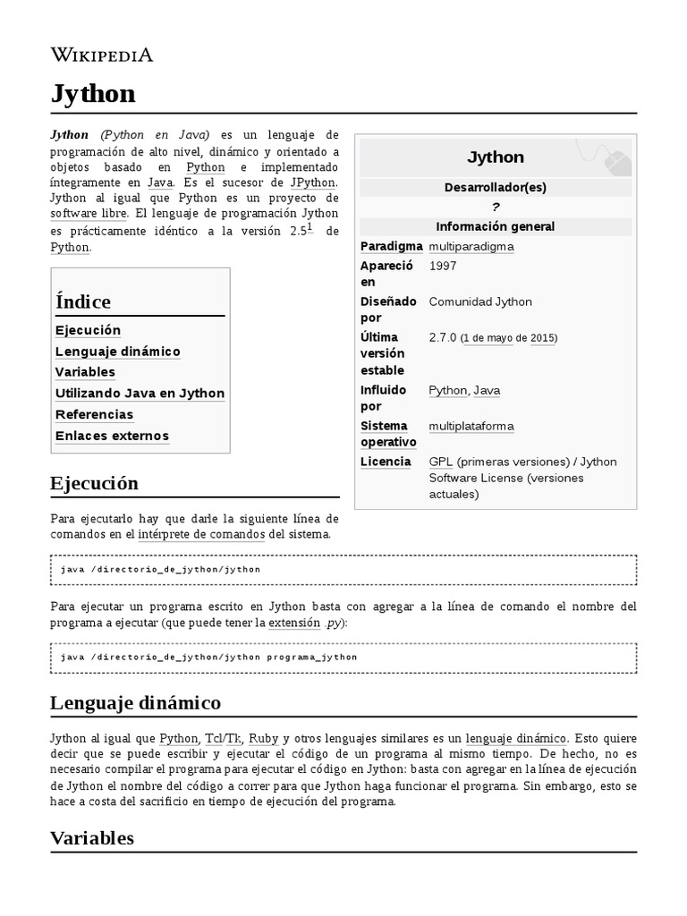 Jython | PDF | Programación orientada a objetos | Ingeniería de software