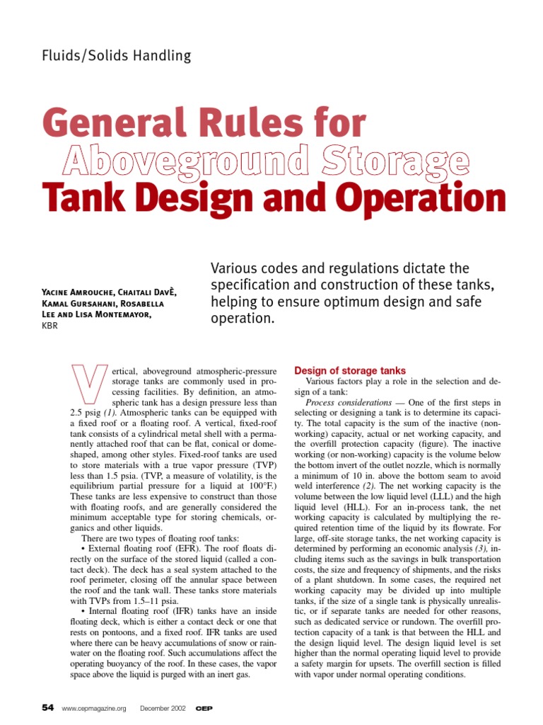 Storage Tank Design | PDF | Leak | Nature