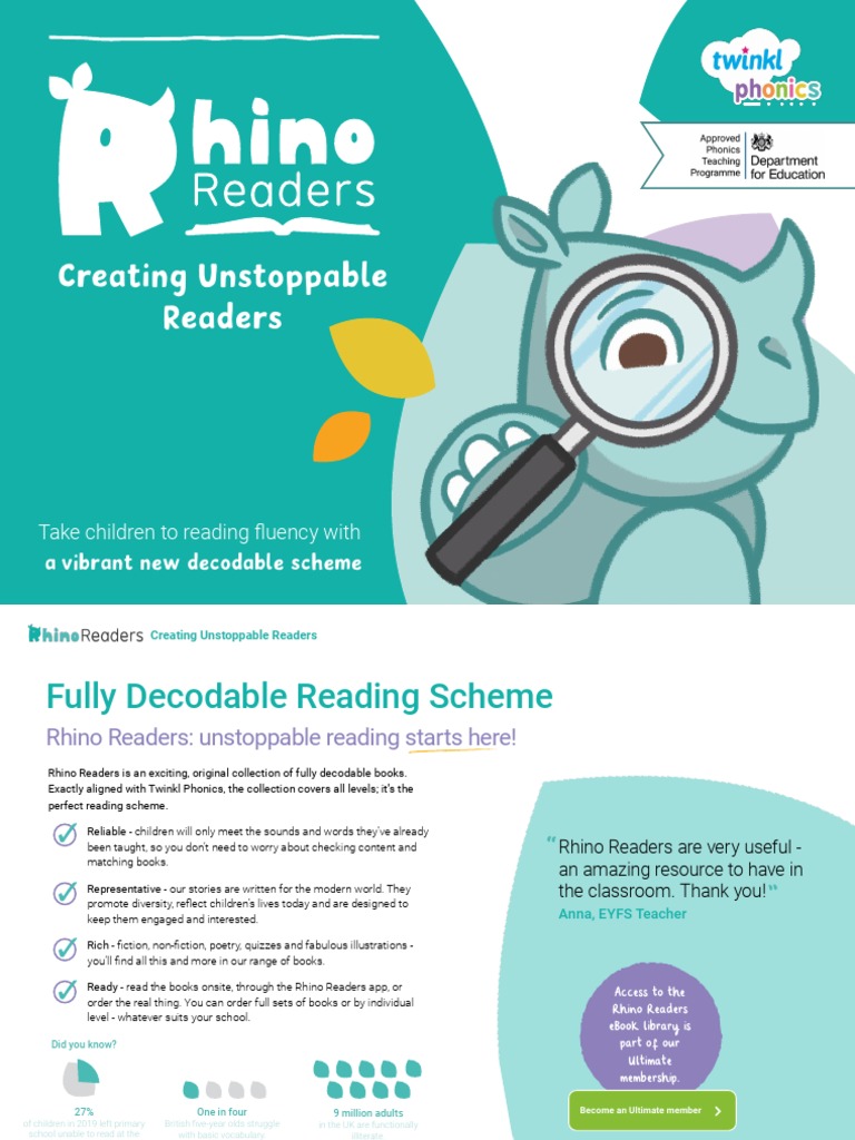 Rhino Readers: A Decodable Reading Scheme | PDF | Phonics | Books