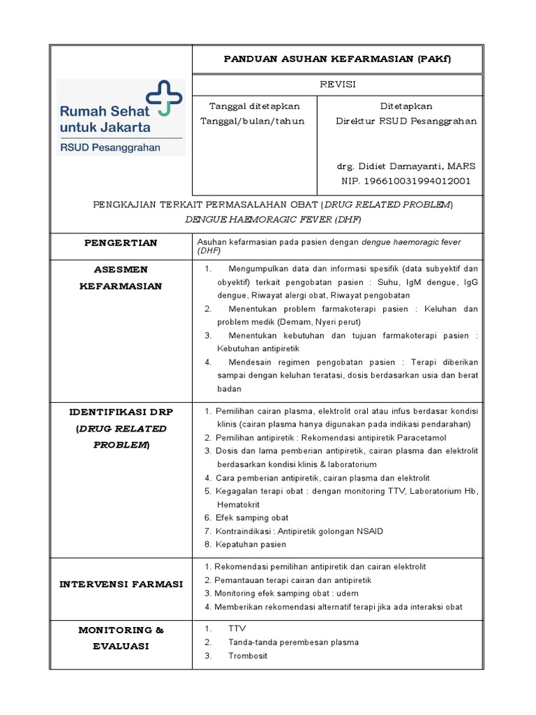 Panduan Asuhan Kefarmasian (PAKf) DHF | PDF